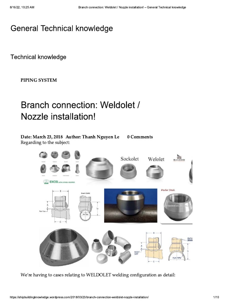Branch connection_ Weldolet _ Nozzle installation! – General Technical ...