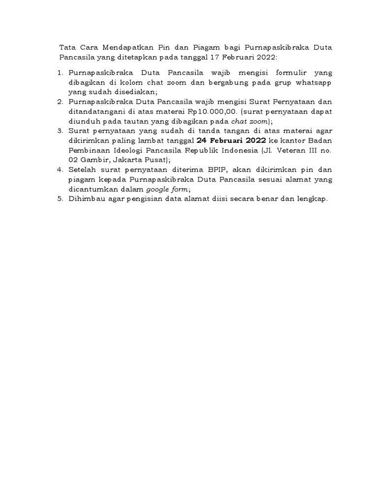 Tata Cara Mendapat Pin Dan Piagam | PDF