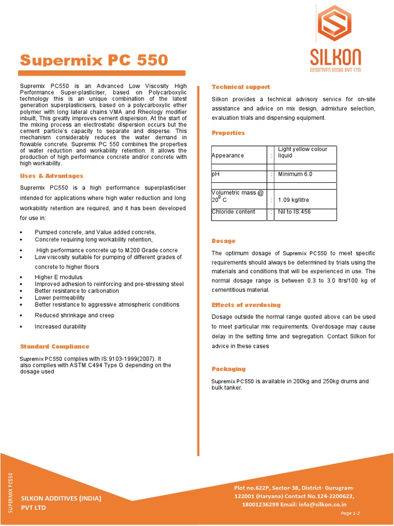 Supermix PC550 PDF | PDF | Concrete | Civil Engineering