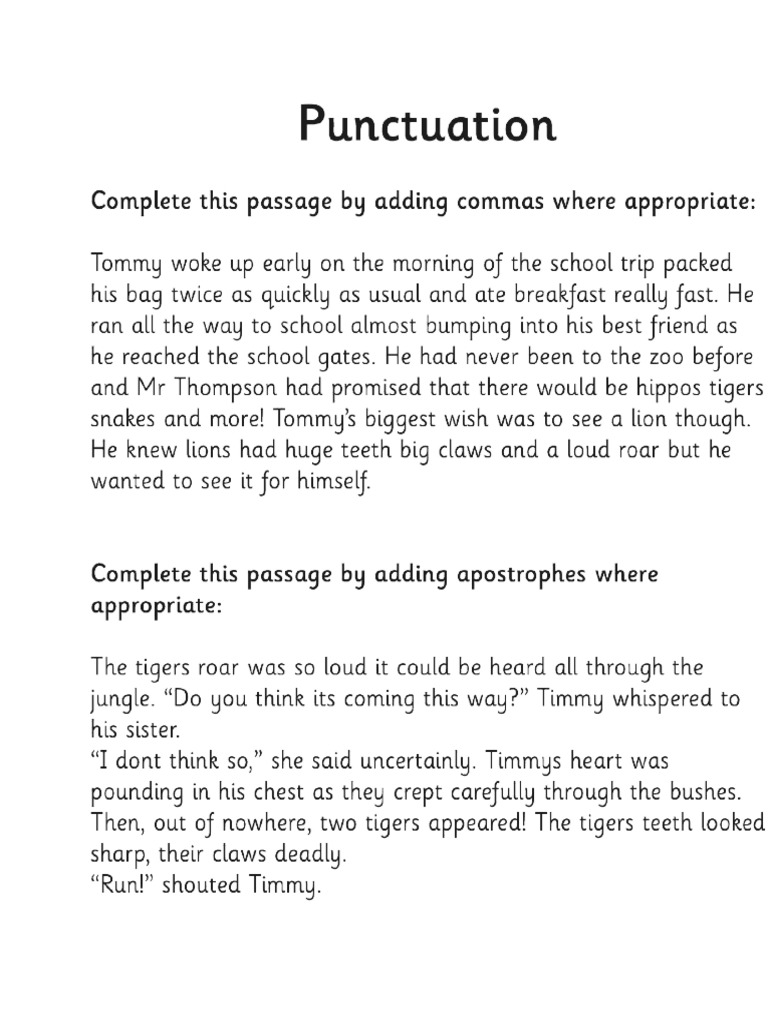Punctuation Worksheet WORD 2 | PDF