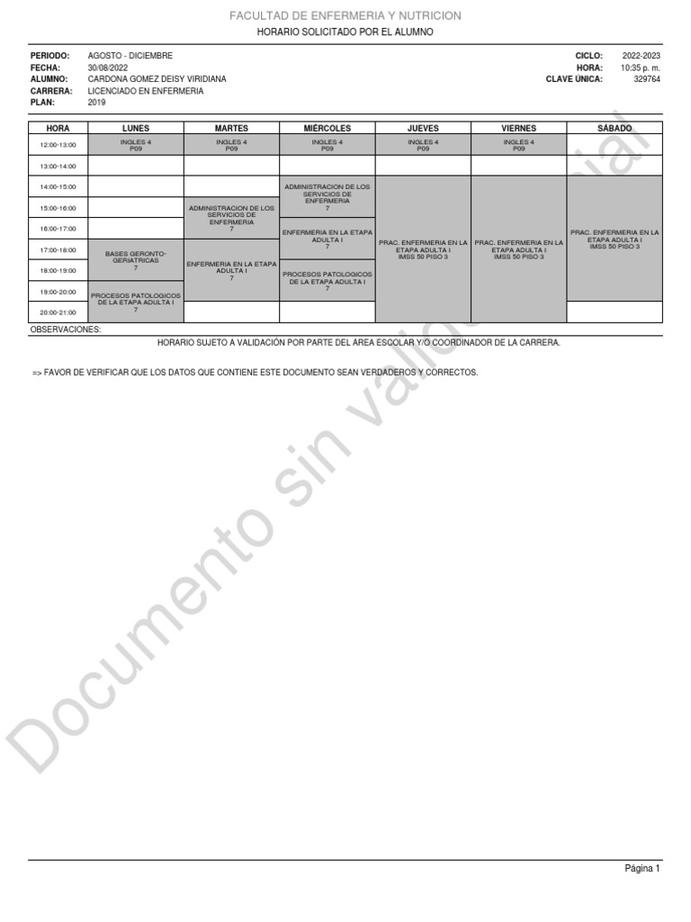 Horario 5C | PDF