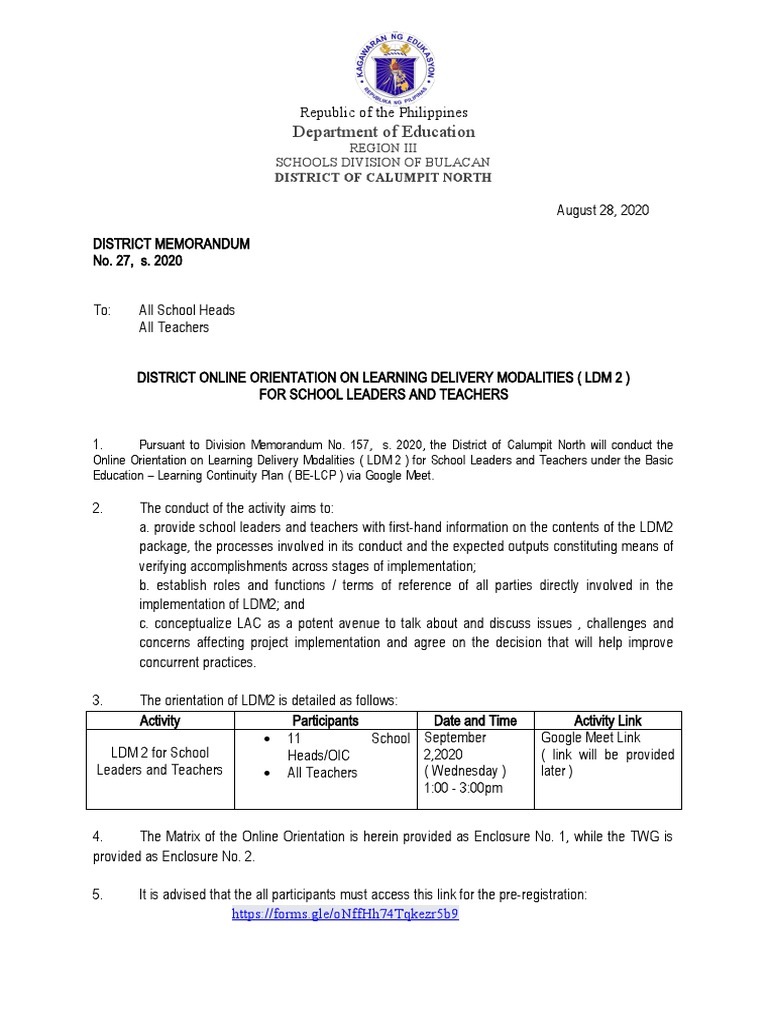 District Memo LDM 2 | PDF