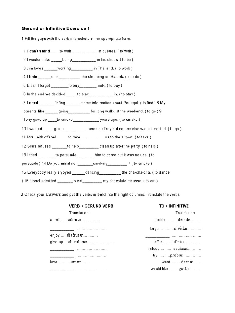 Gerund or Infinitive - Worksheet | PDF | Cooking, Food & Wine | Home ...