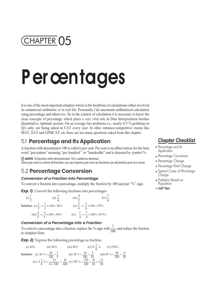 Percentage Pdf Percentage Decimal
