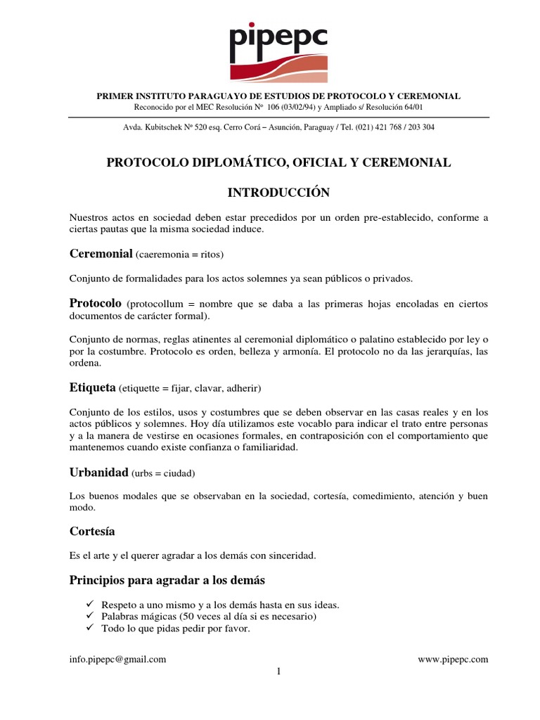 Ceremonial y Protocolo Oficial Guía Completa | PDF | Paraguay ...