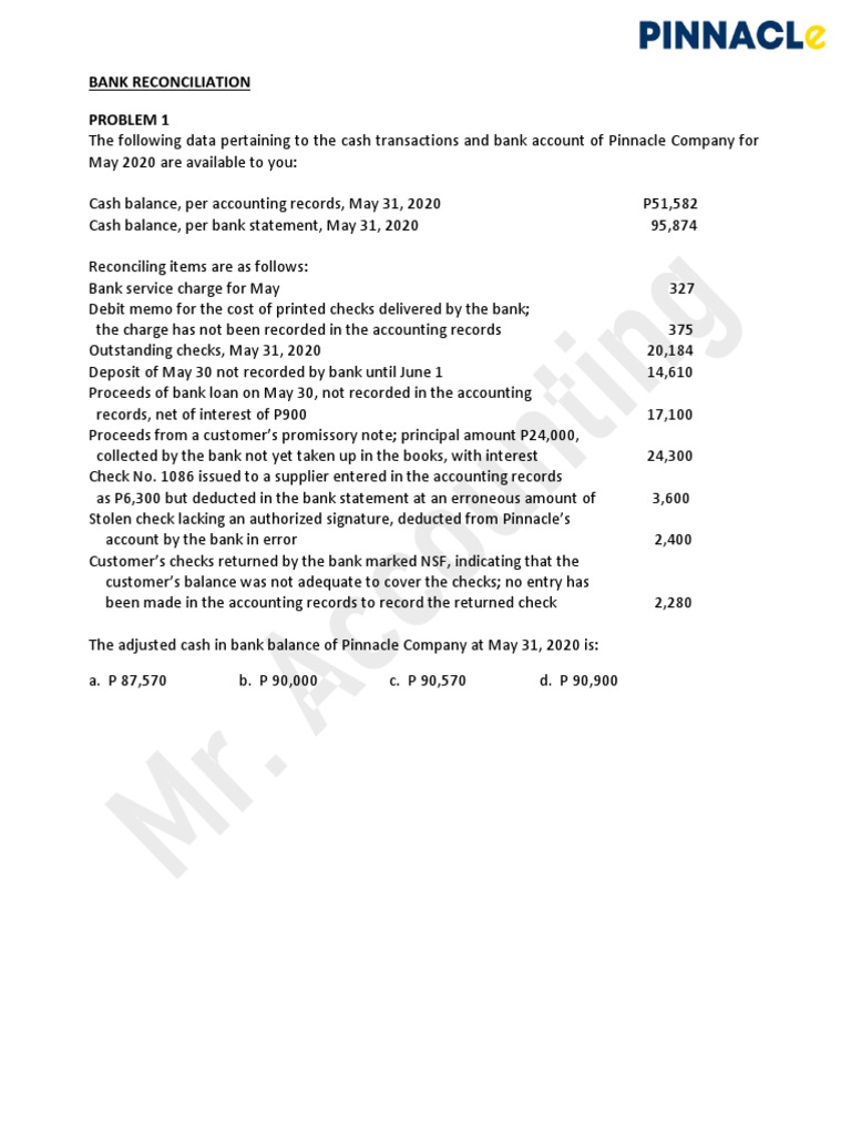 Bank Reconciliation Handouts | PDF | Cheque | Banks