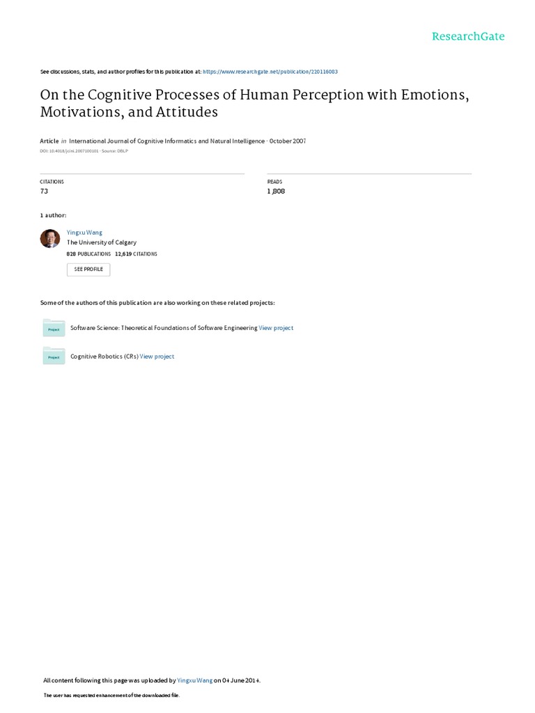 On The Cognitive Processes of Human Perception Wit | PDF | Attitude ...