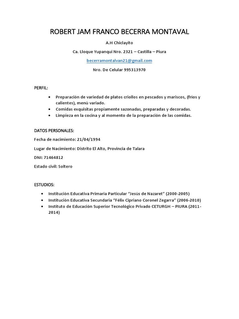CV Robert Becerra | PDF