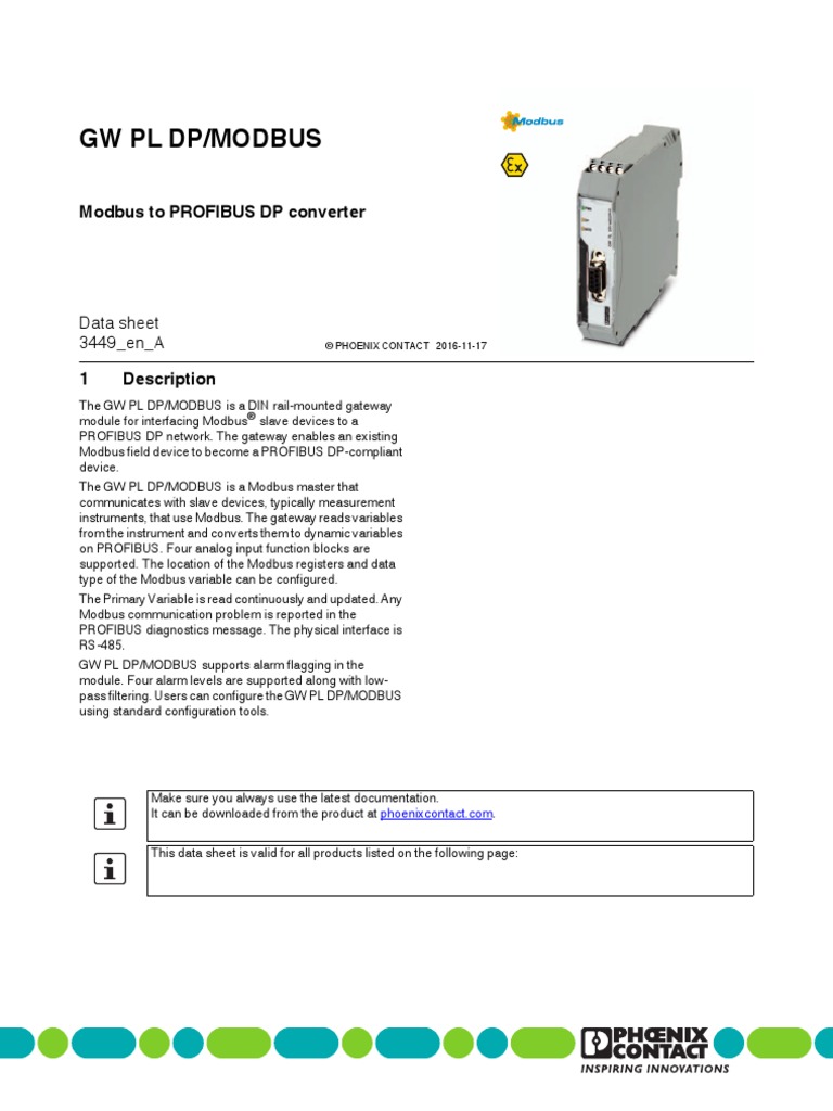 GW PL Dp/Modbus | Download Free PDF | Electrical Connector | Physical Layer Protocols