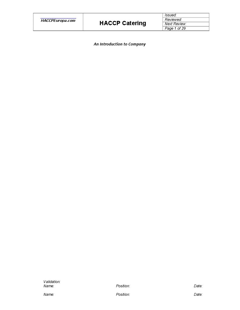 HACCP Plan Catering | Hazard Analysis And Critical Control Points ...