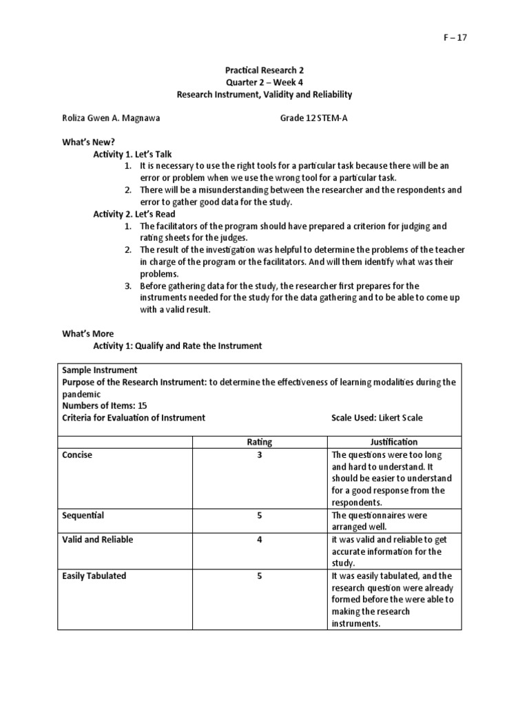 Validity and Reliability in Research Tools | PDF | Validity (Statistics ...