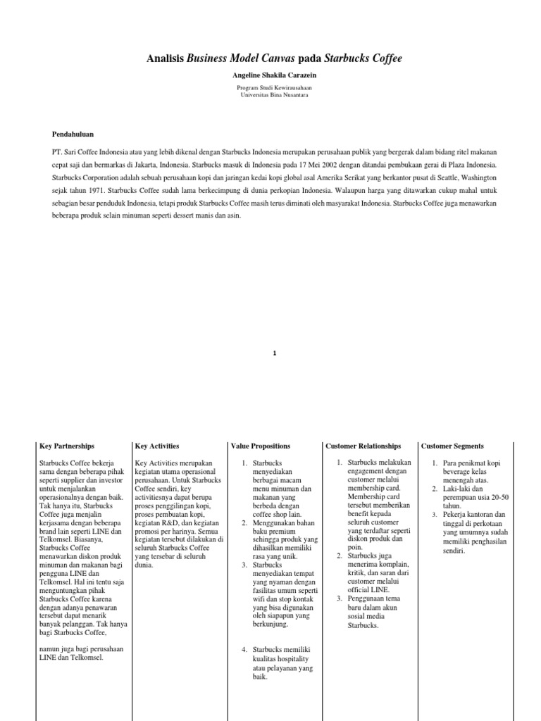 Analisis Business Model Canvas Pada Starbucks Coffee | PDF
