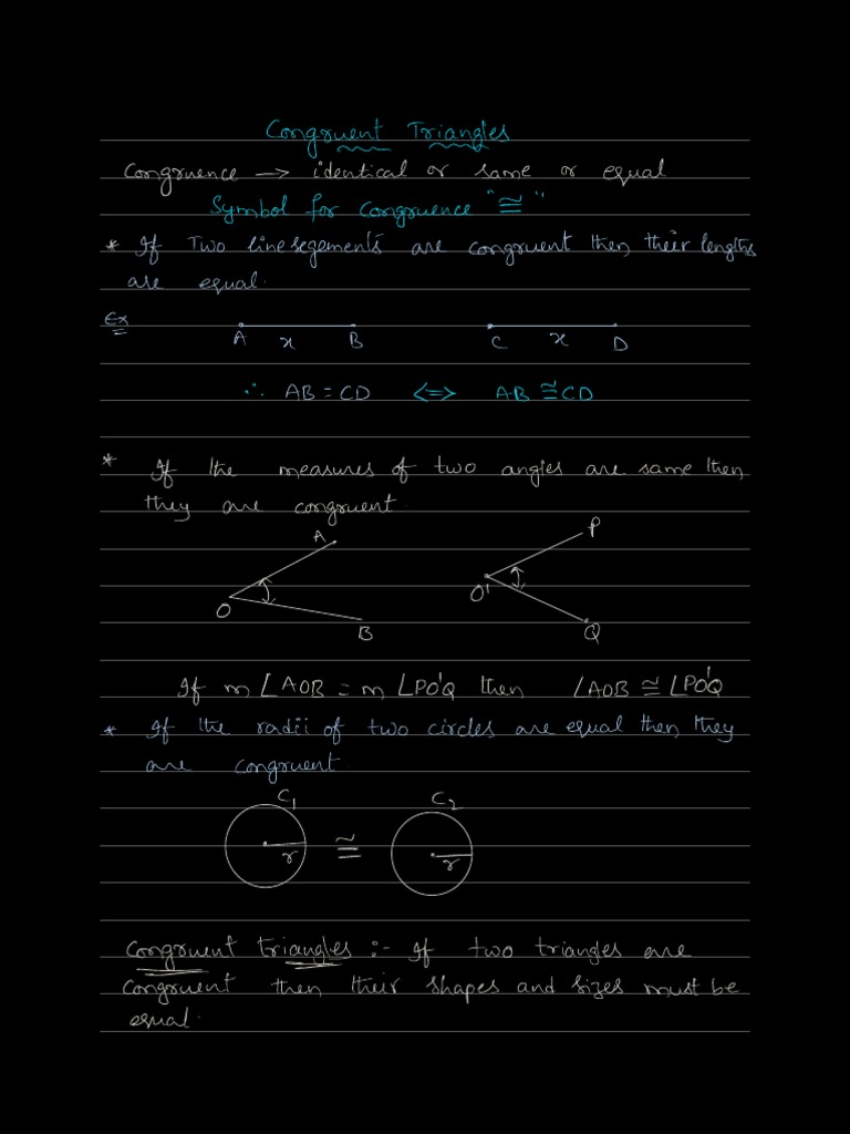 Congruent Triangles: Proving Congruence Using SSS, SAS, ASA, and RHS ...