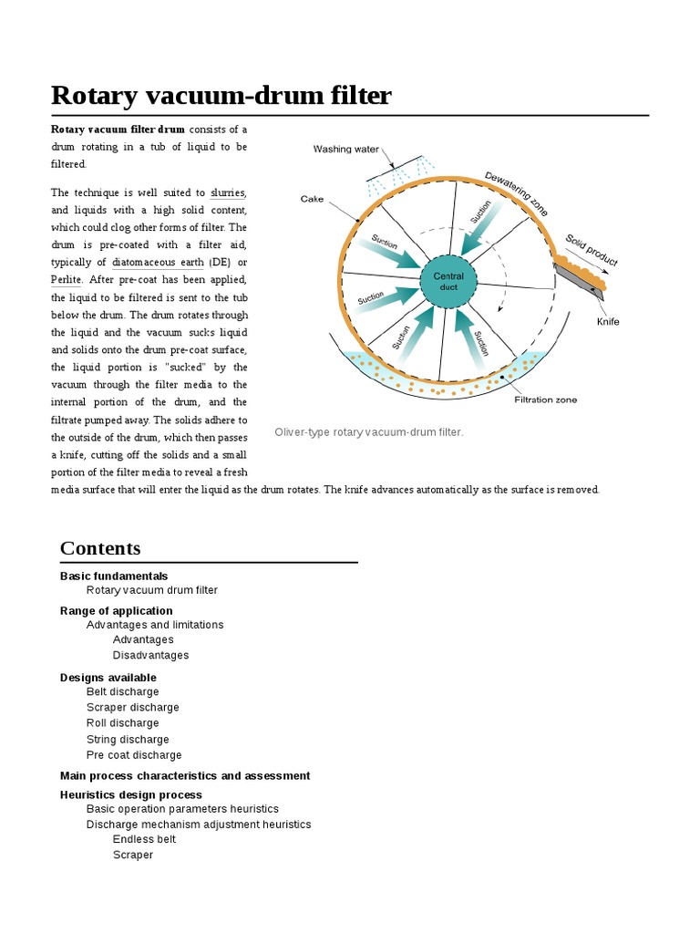 Rotary Vacuum-Drum Filter | PDF | Filtration | Chemical Engineering