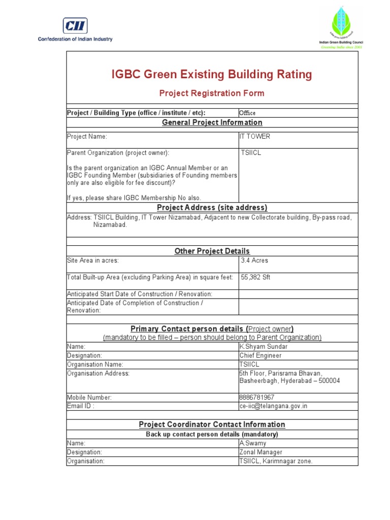 IGBC EB Project Reg Form & Fee Structure | PDF | Banking | Economies