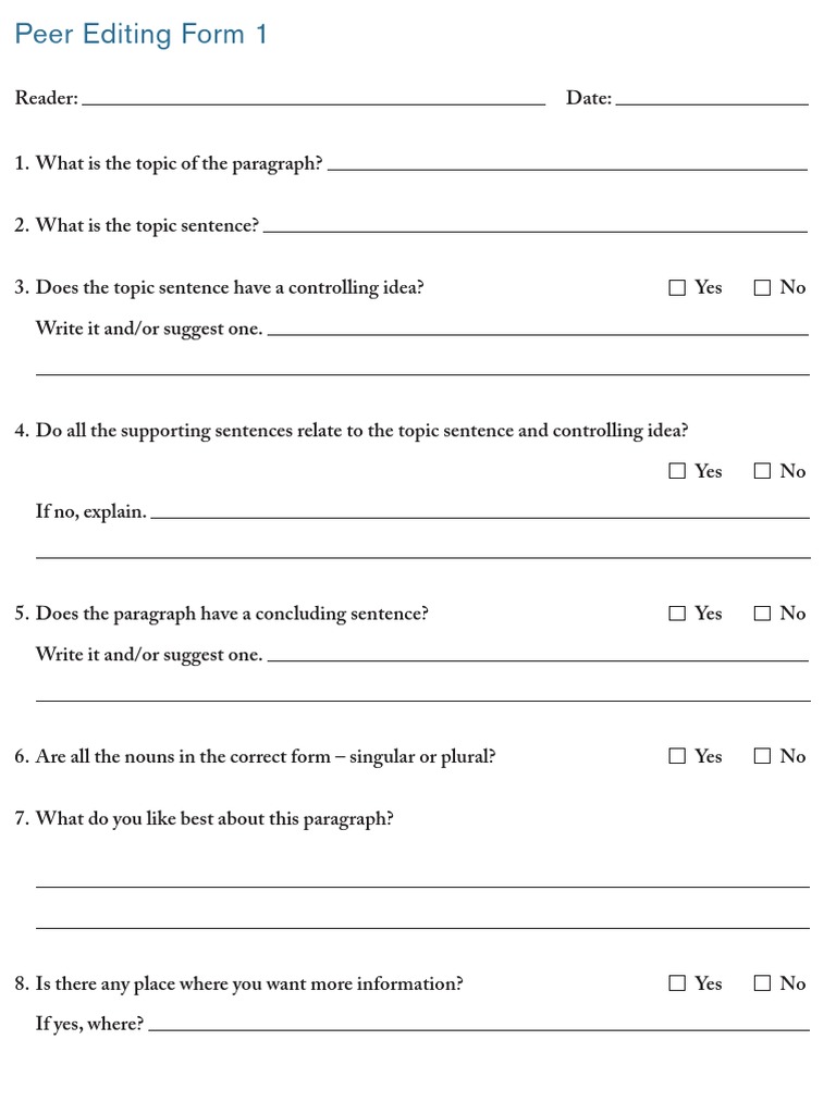 GW - SB3 - Peer Editing Form 1 | PDF