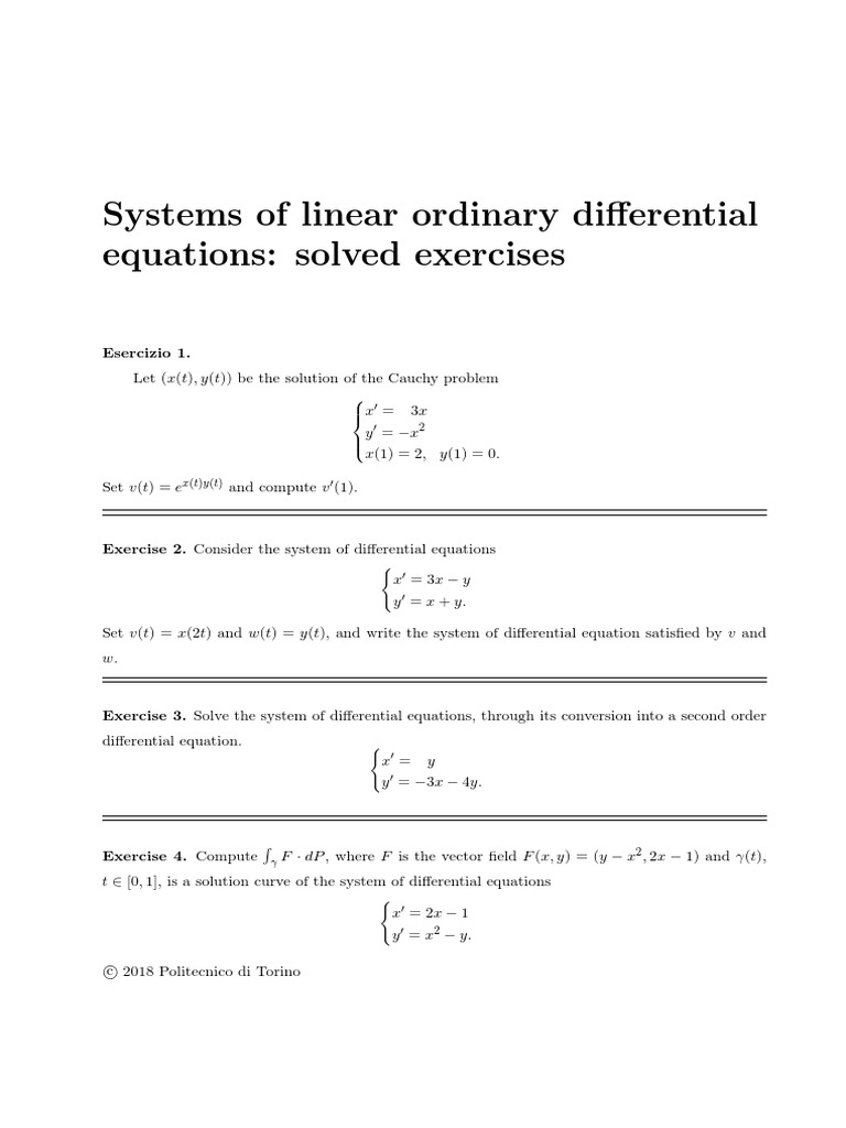 Diff Eq Solved Ex | PDF | Eigenvalues And Eigenvectors | System Of Linear Equations