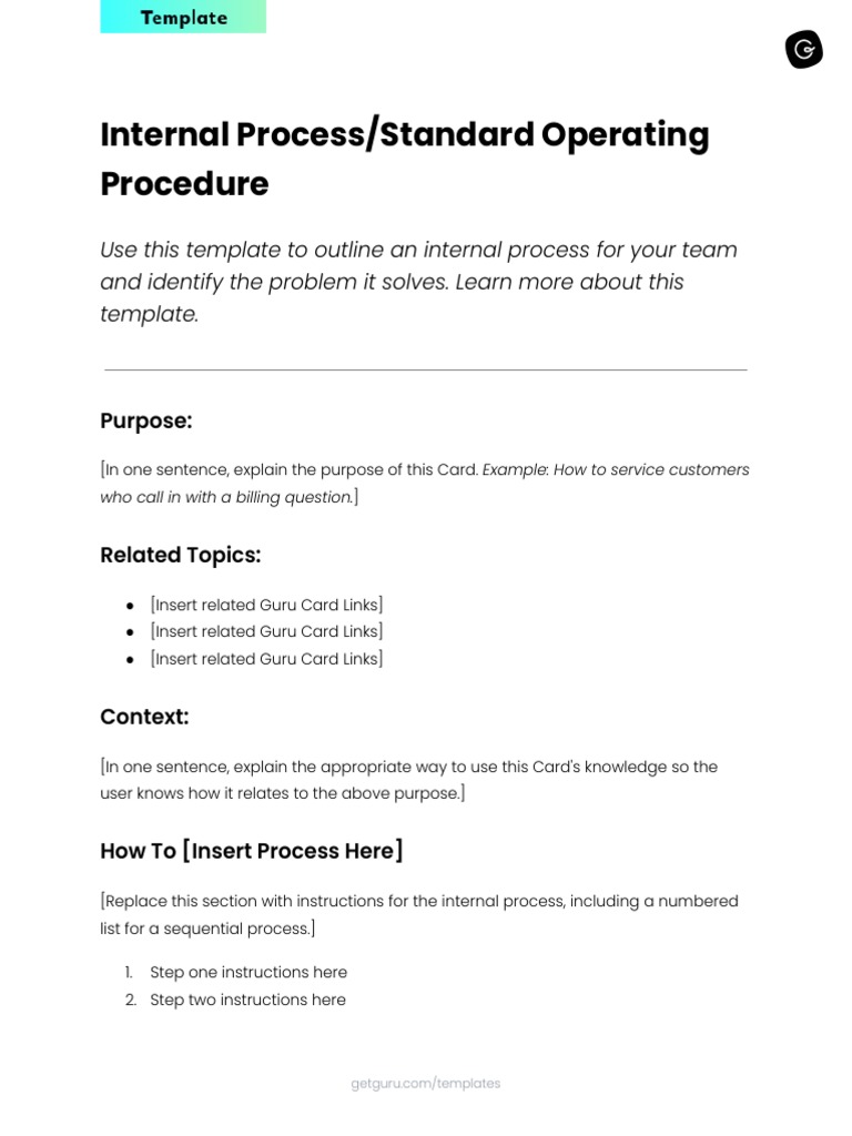Template - Internal Process - Standard Operating Procedure | PDF