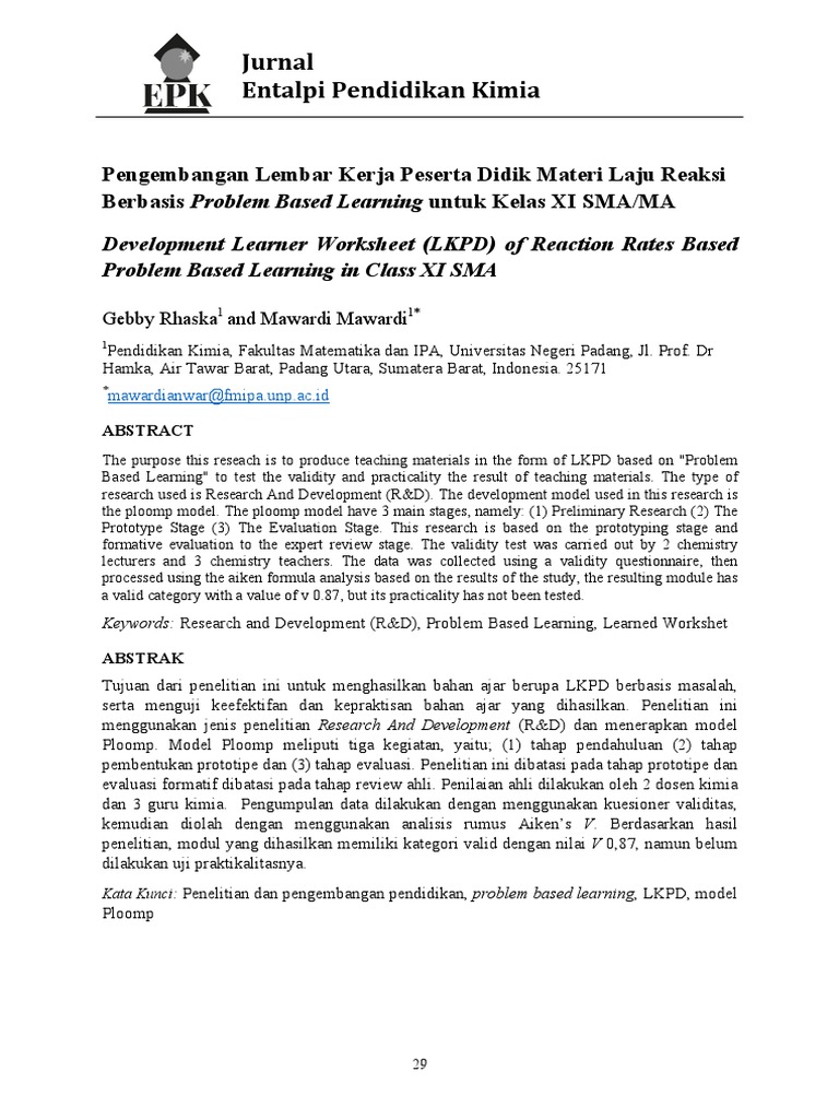 Lembar Kerja Peserta Didik Materi Laju Reaksi Berb | PDF