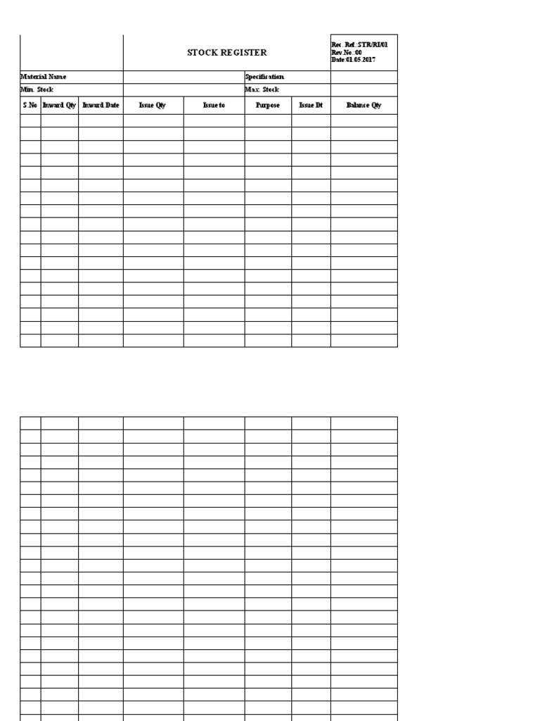 RI 01-Stock Register | PDF