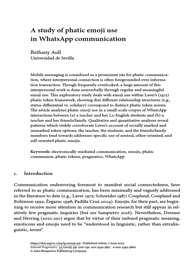 A Study of Phatic Emoji Use in WhatsApp Communication | PDF ...