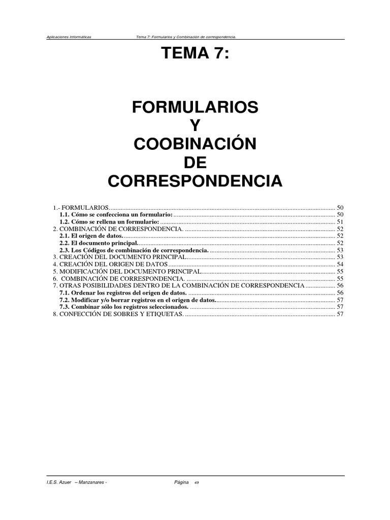 TEMA 07 Combinación de Correspondencia | PDF | Archivo de computadora | Documento