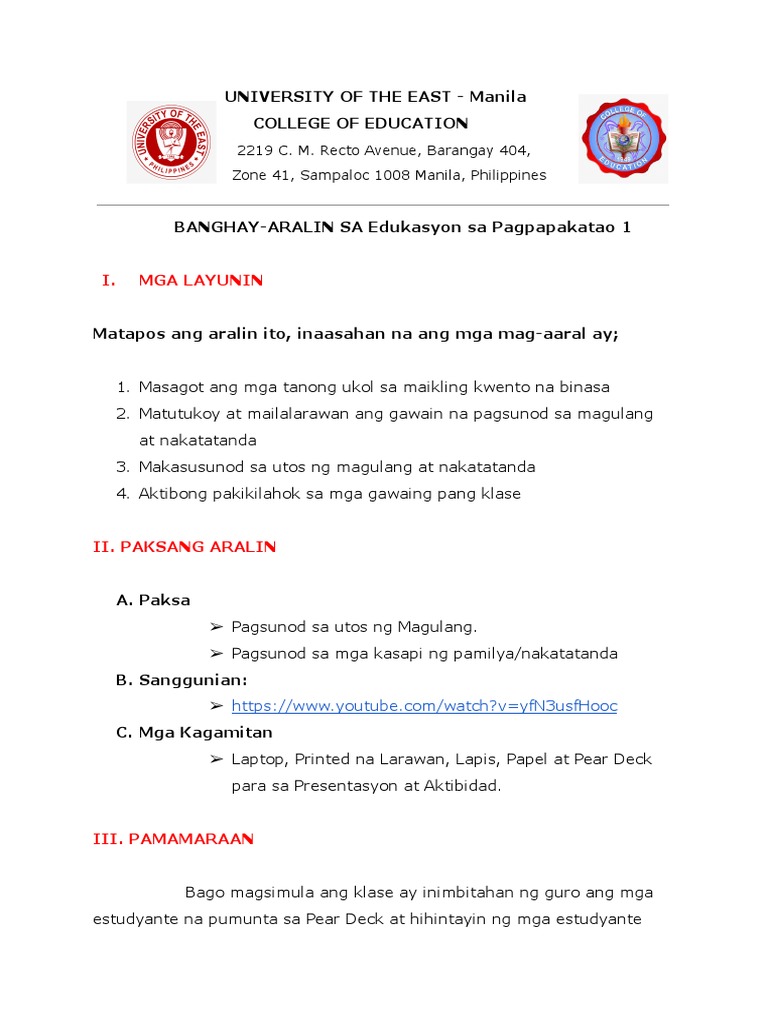 Lesson Plan ESP 1 | PDF