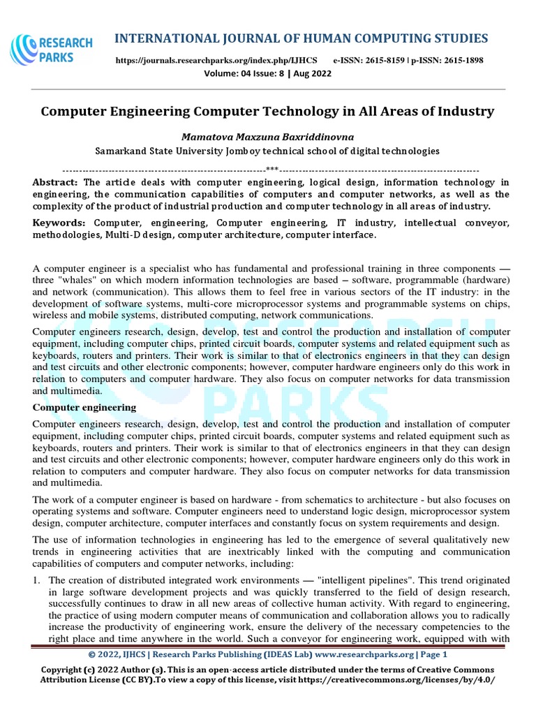 Computer Engineering Computer Technology in All Areas of Industry | PDF ...