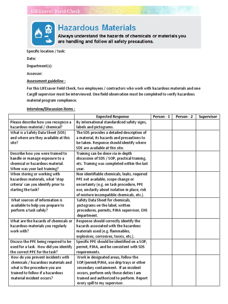 13 LIFEsaver Field Check - Hazardous Materials | PDF | Personal ...