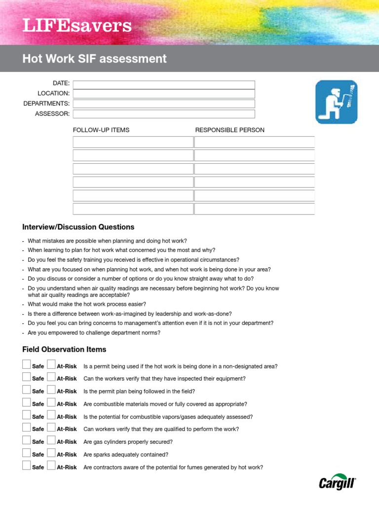 SIF Assessment Forms HOT WORK | PDF