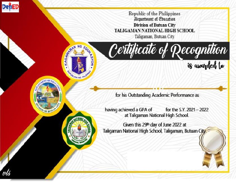 Sample Recognition Certificate | PDF