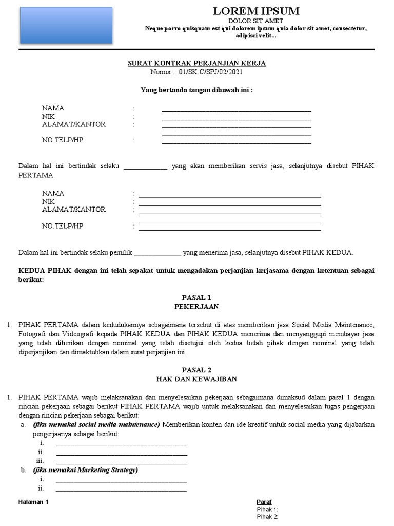 Template Kontrak | PDF