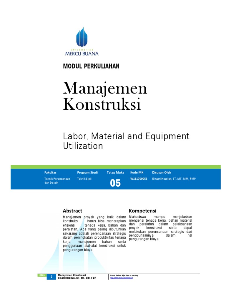 Modul5 Manajemen Konstruksi Elhazri | PDF
