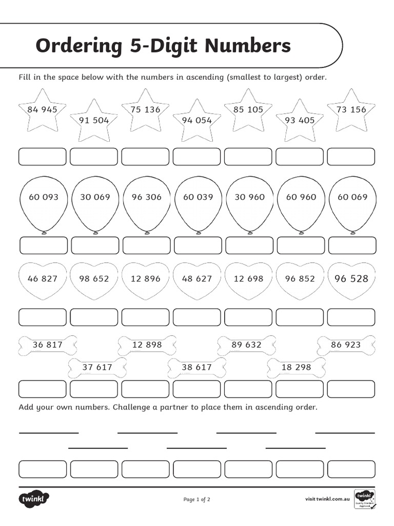 Ordering and Creating 5-Digit Numbers | PDF