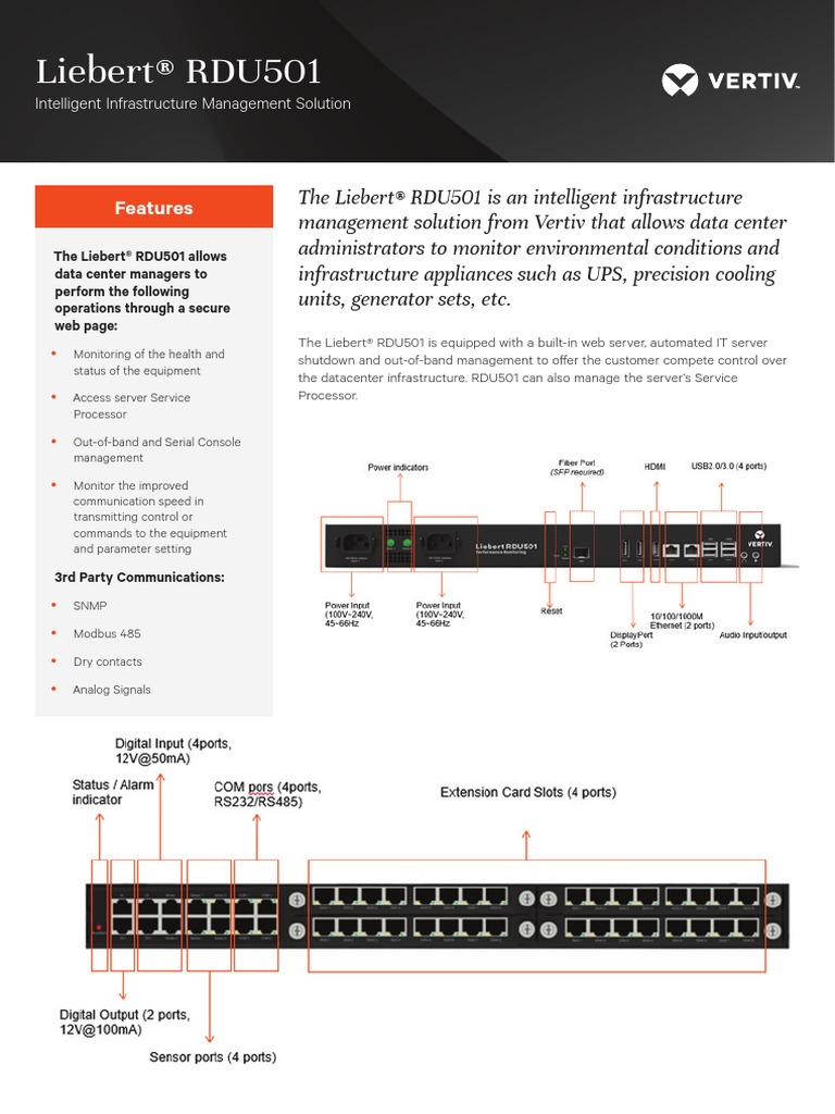 Liebert RDU501 Datasheet | PDF | Data Center | Computer Network