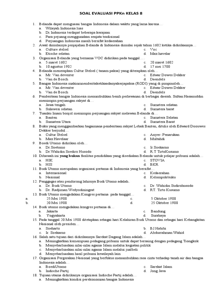 Evaluasi PPKN Kelas 8 | PDF | Politik | Perjalanan