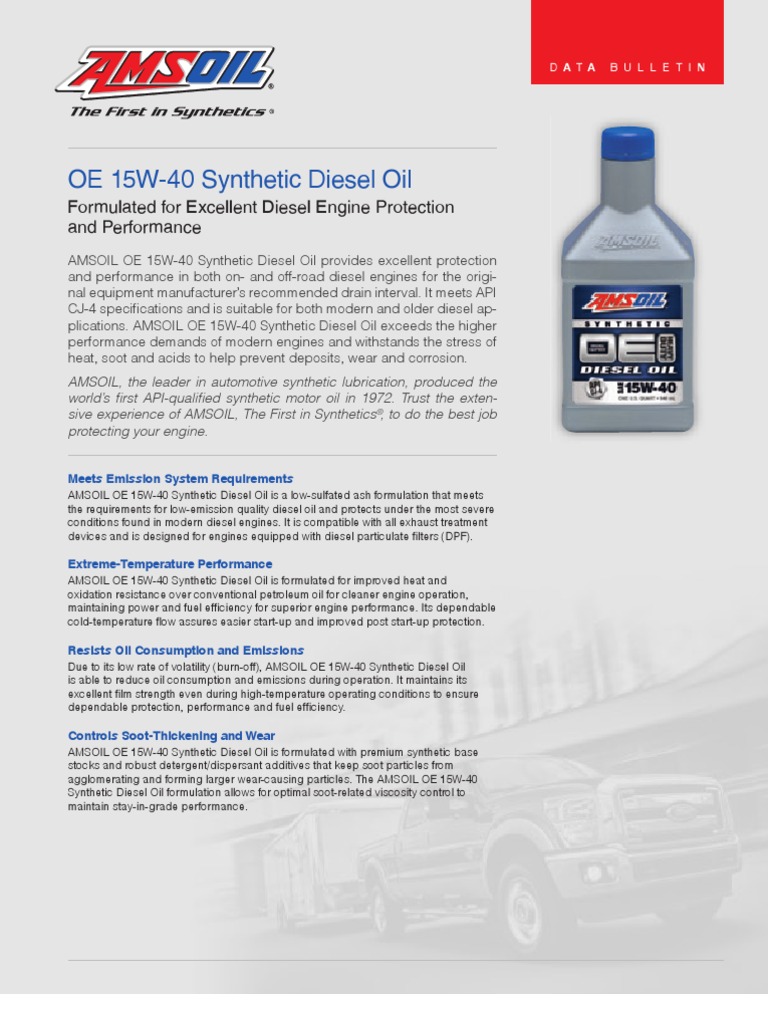 OE 15W-40 Synthetic Diesel Oil g2885 | PDF | Diesel Engine | Motor Oil