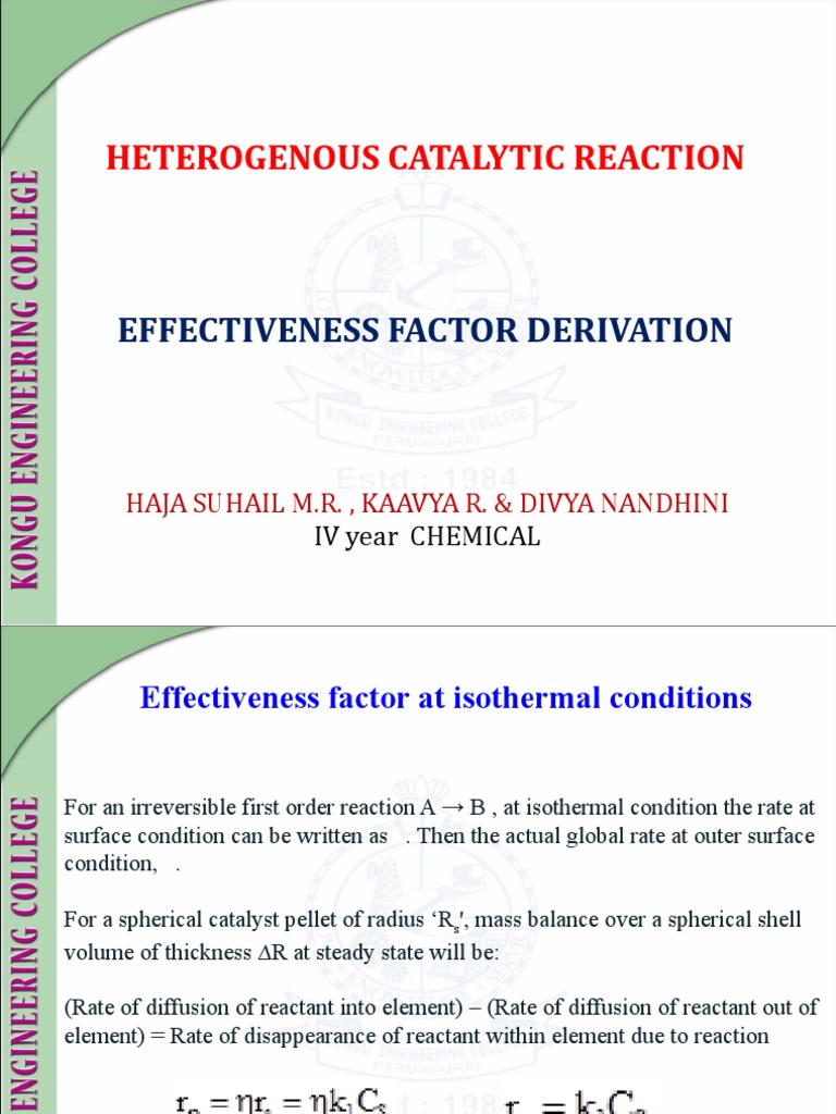 Effectiveness Factor | PDF | Reaction Rate | Catalysis