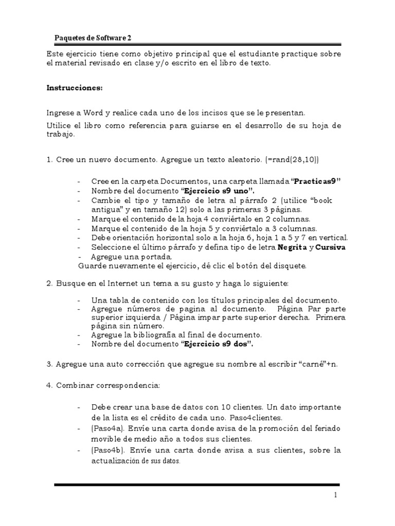 Ejercicios 9 | PDF | Archivo de computadora | Microsoft Word