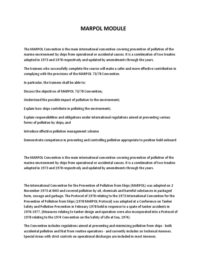 MARPOL MODULE-WPS Office | PDF | Dangerous Goods | Oil Spill