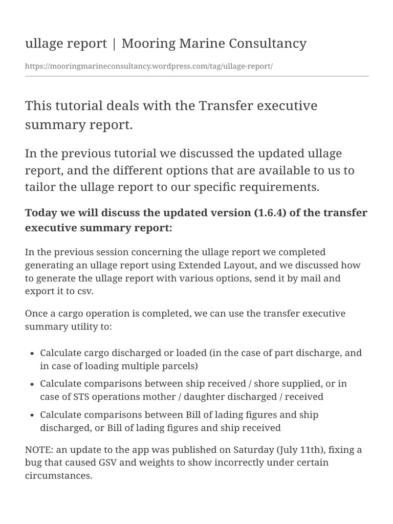 Ullage Report Mooring Marine Consultancy+ | PDF | Cargo | Bill Of Lading