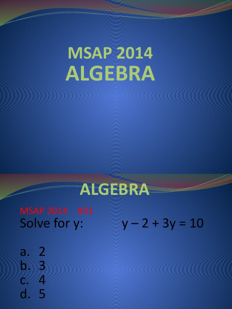 Msap 2014 Algebra Deck | PDF
