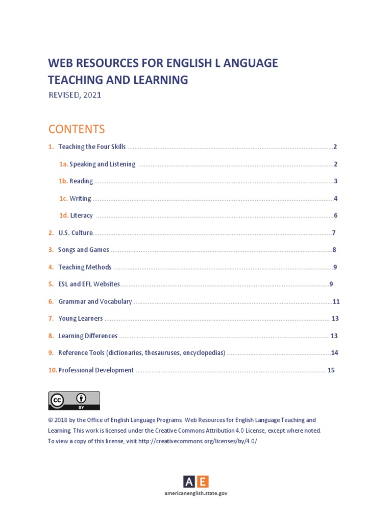 Webreourse For English Els | PDF | English As A Second Or Foreign Language | Language Education