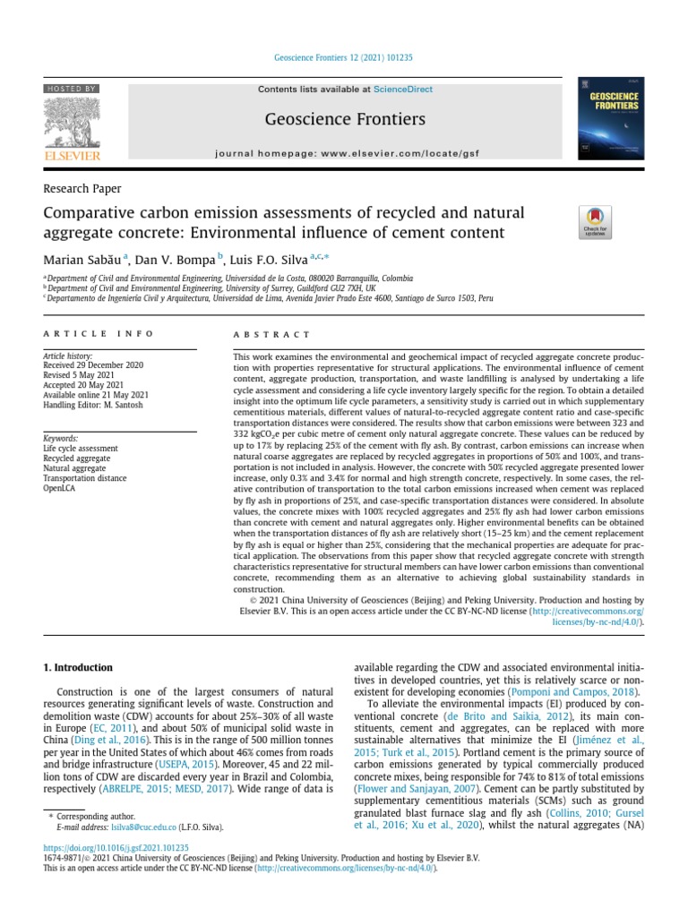 Comparative Carbon Emission Assessments of Recycled and Natural ... Comparative Carbon Emission Assessments of Recycled and Natural ...