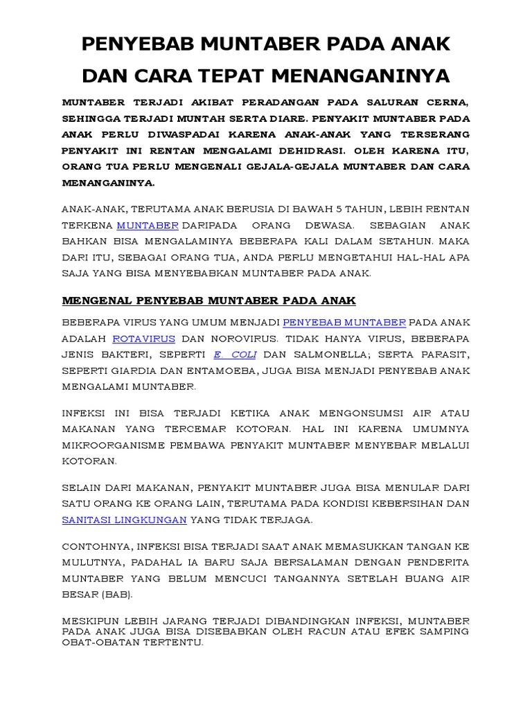 Penyebab Muntaber Pada Anak | PDF