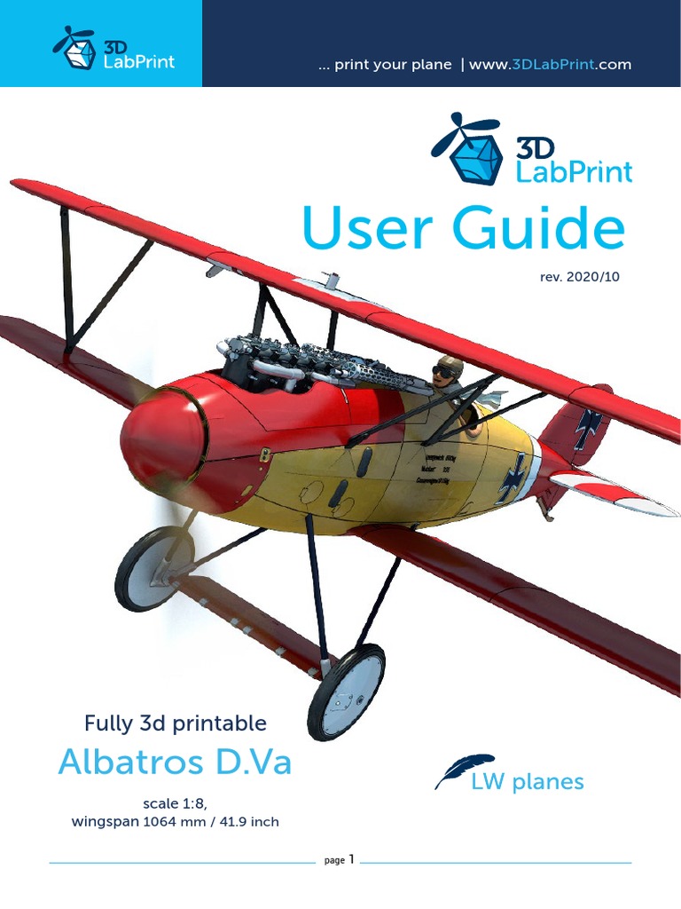 Albatros DVa User Guide | PDF | 3 D Printing | Airplane