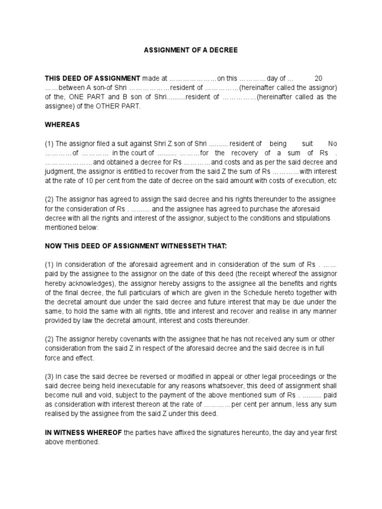 Assignment of A Decree | PDF | Assignment (Law) | Civil Law (Common Law)