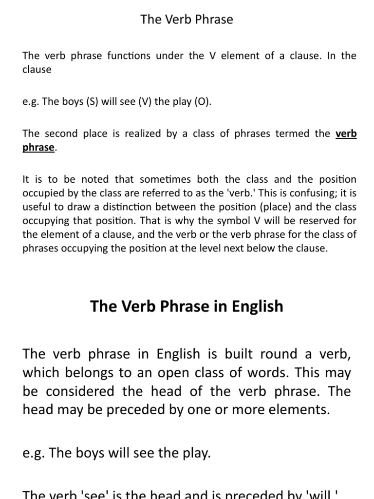 Understanding Verb Phrases in English | PDF | Language Arts ...