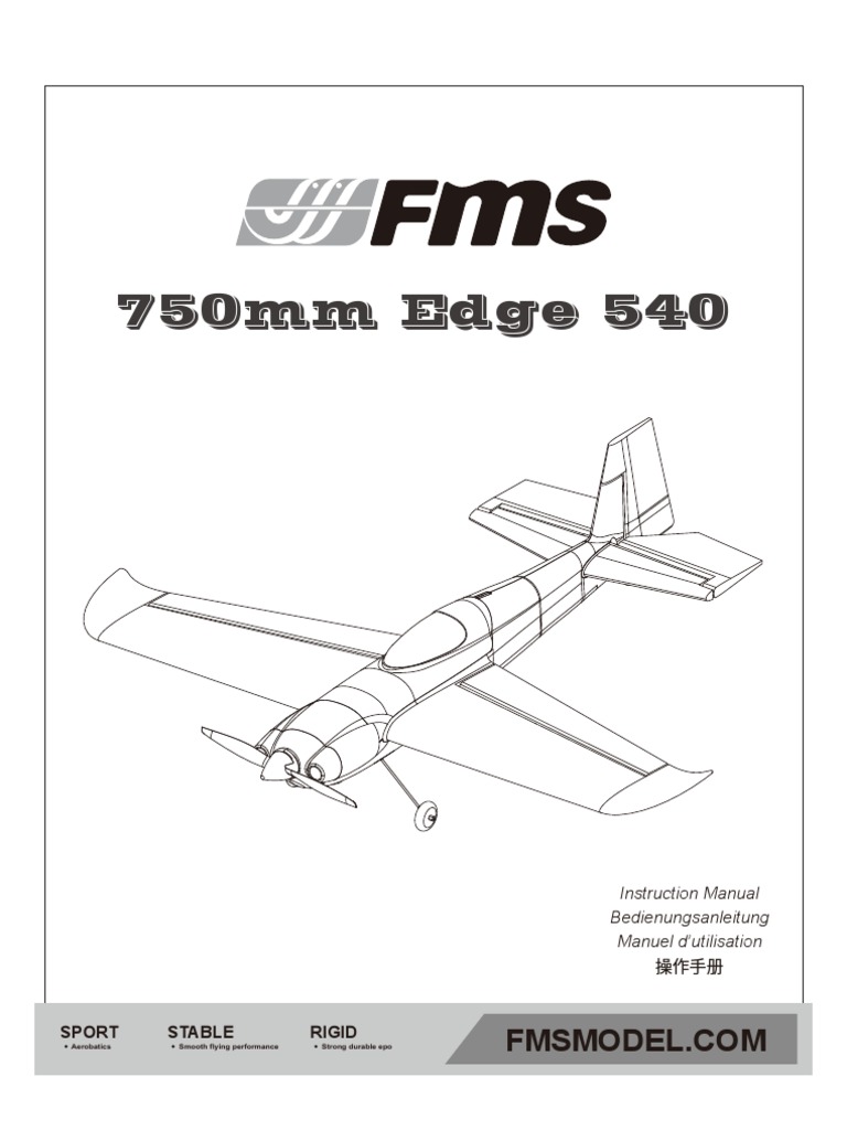 750mm Edge 540 | PDF | Battery Charger | Flight Control Surfaces