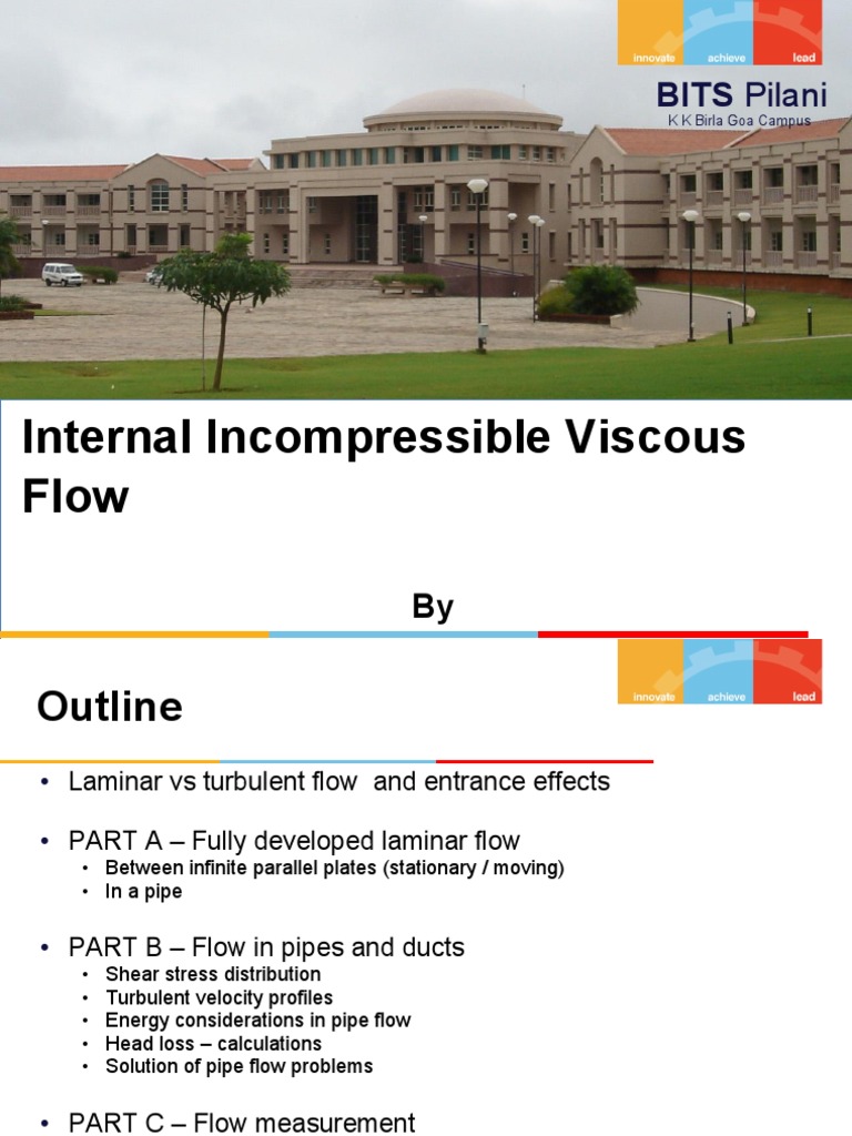 Internal Incompressible Viscous Flow: BITS Pilani | PDF | Fluid Dynamics | Flow Measurement